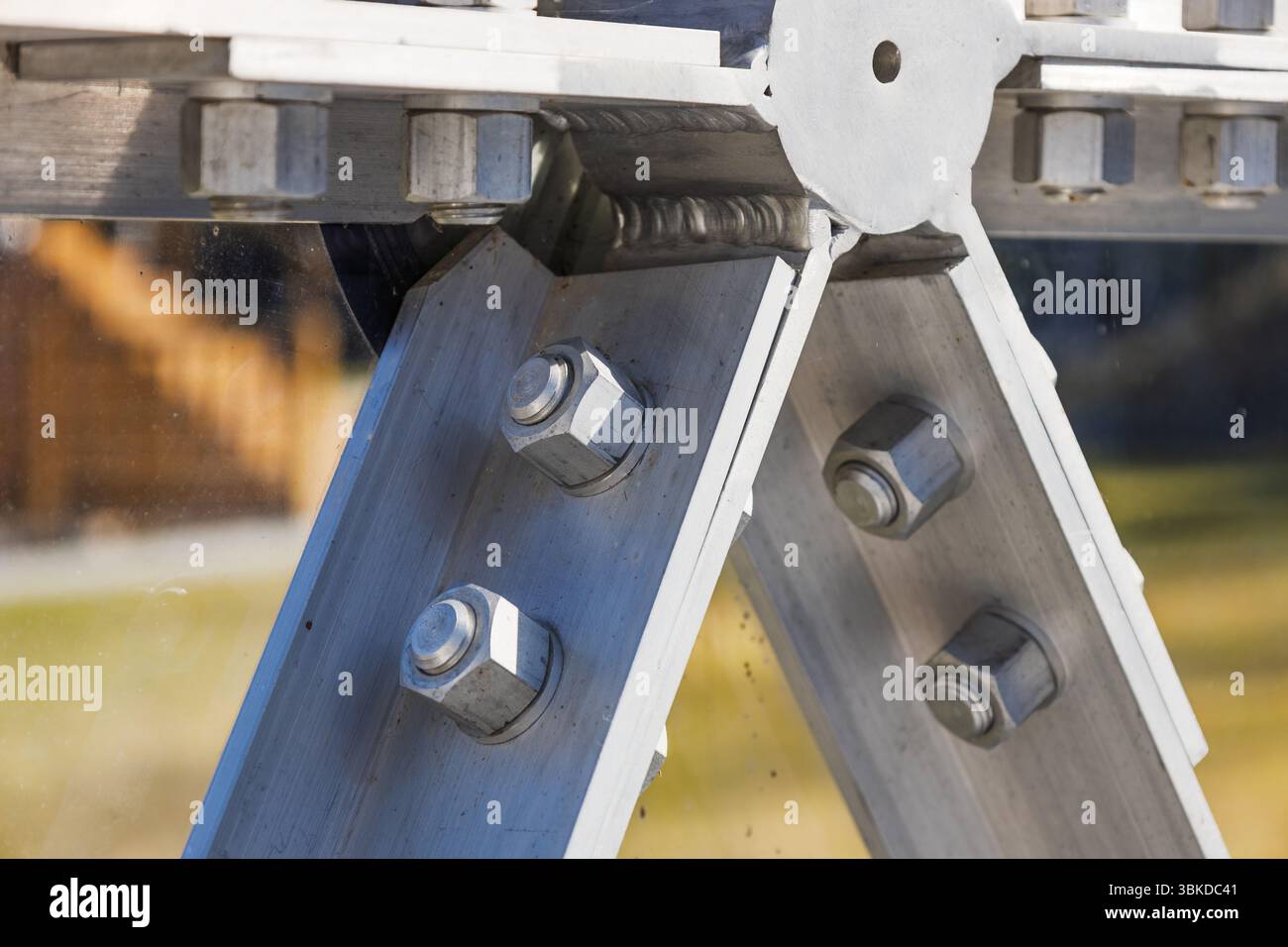 Close Up of Steel Beam Joint with Bolts in Industrial Structural ...