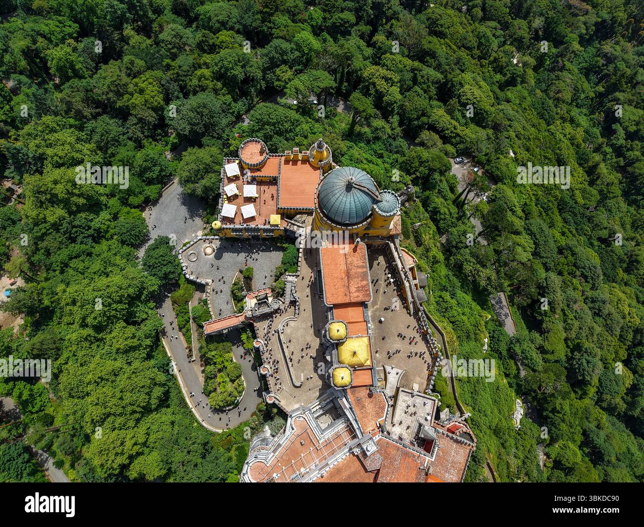 SINTRA, PORTUGAL - June 19: Aerial view of the Pena National Palace ...