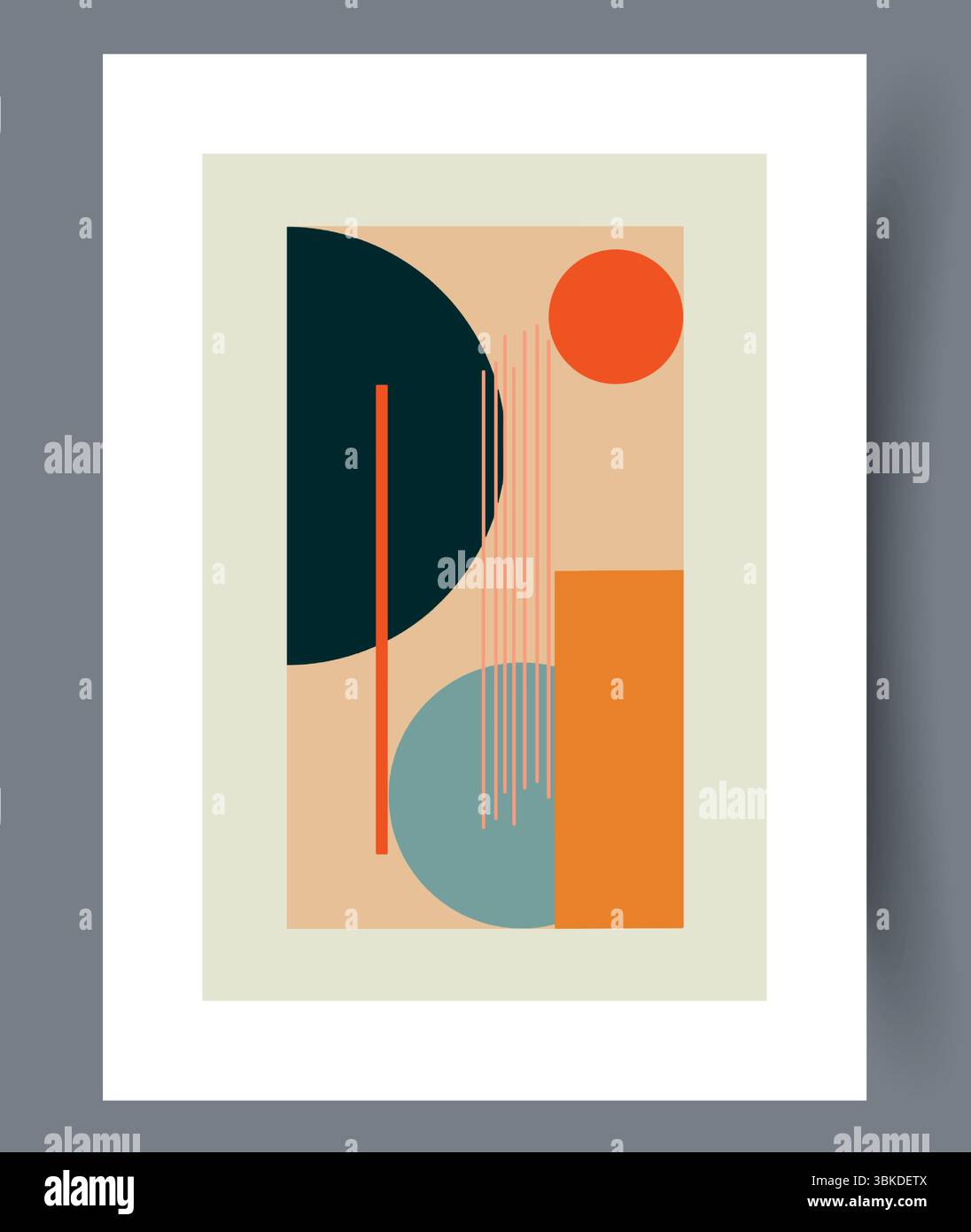 Modern Abstract Geometric Art featuring Circular Shapes and Warm Tones ...
