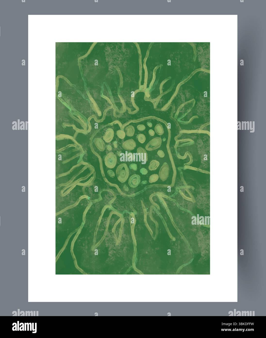 Abstract Green Biological Cell Structure Artwork, a vibrant and ...