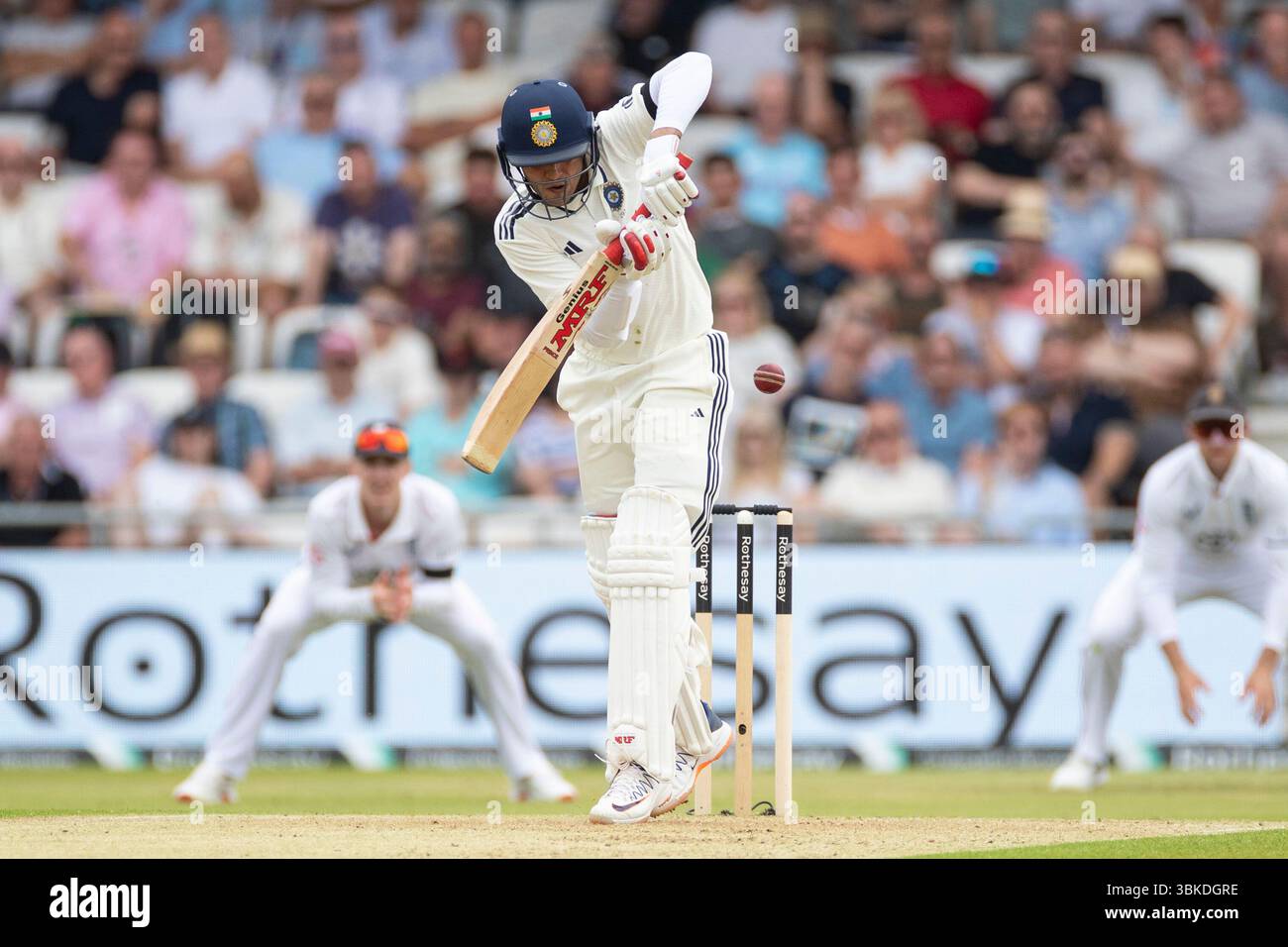 Shubman Gill #77 of India during the First Rothesay Test match between ...
