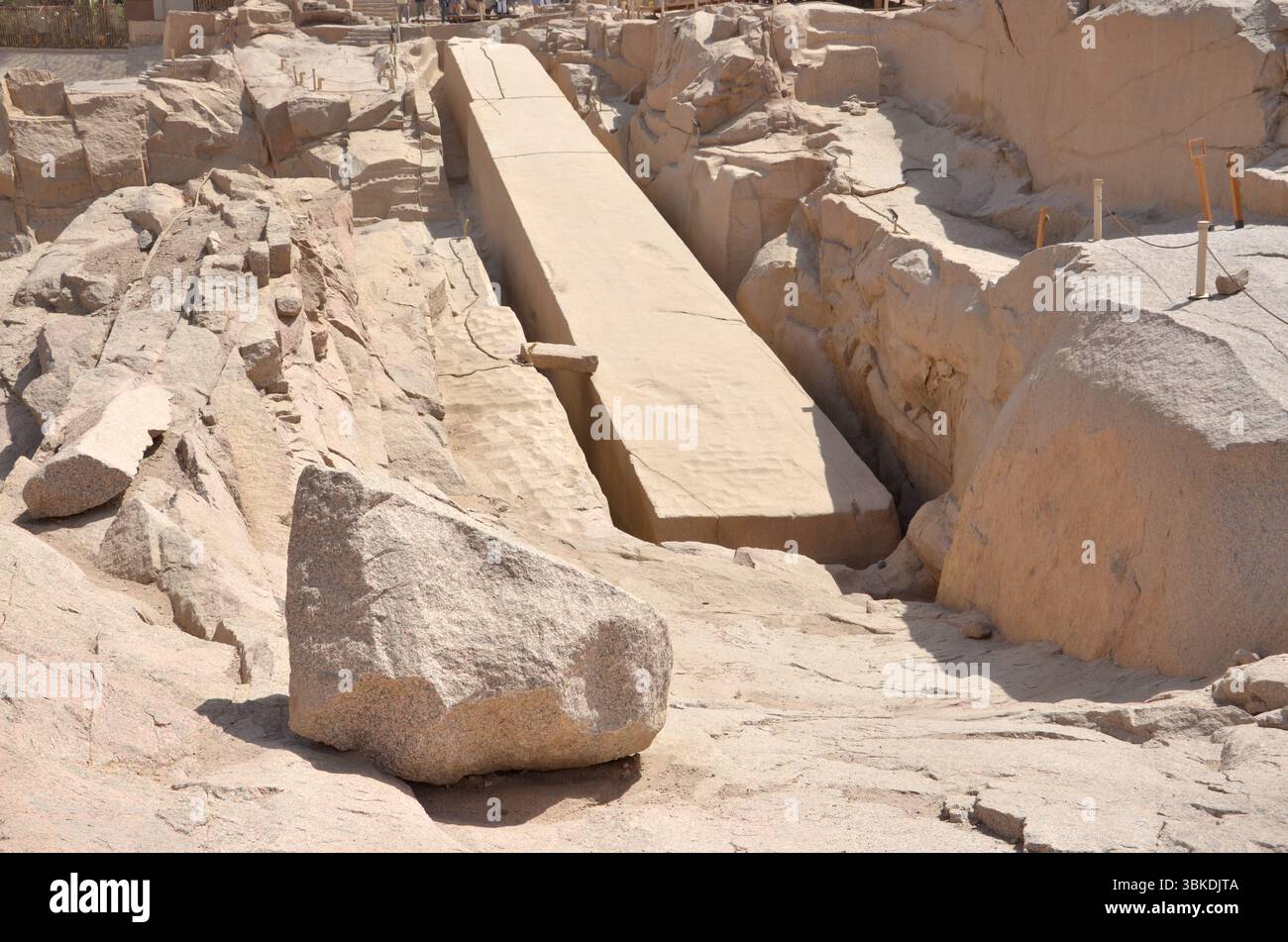 Unfinished obelisk located in the northern region of the stone quarries of ancient Egypt in ...