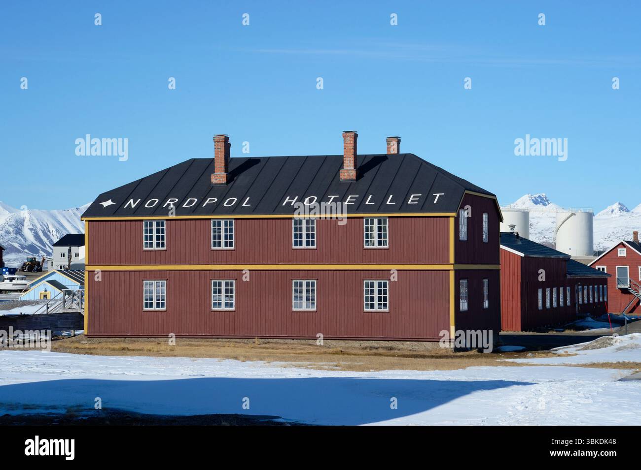 Norway, Svalbard, Ny-Alesund, North Pole Hotel. Now used to house ...