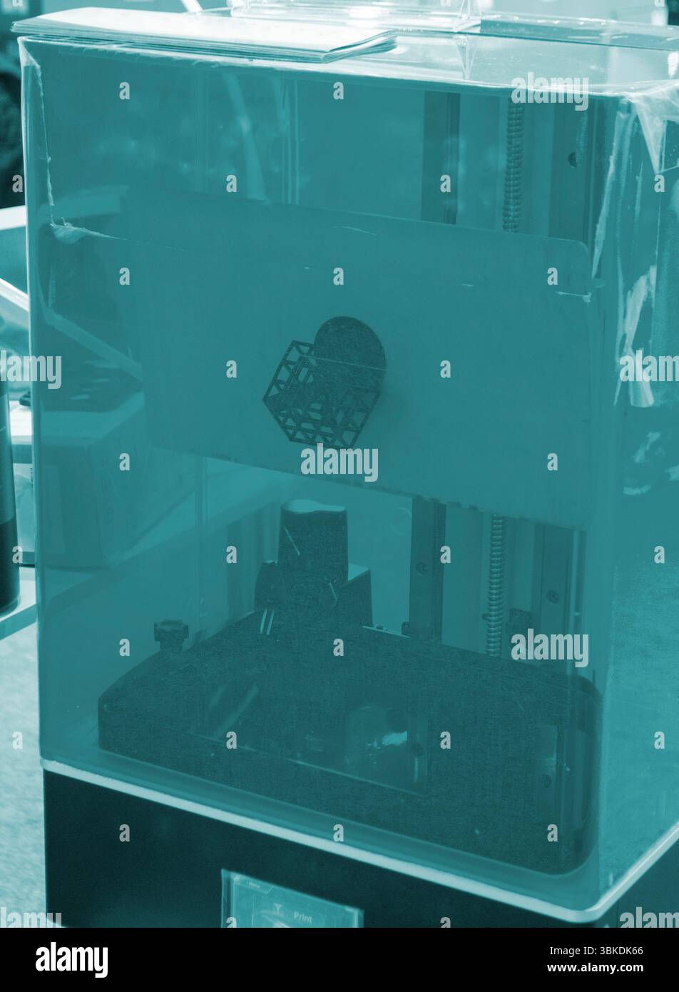 Object printed on 3D printer from rubber on working surface of 3D ...