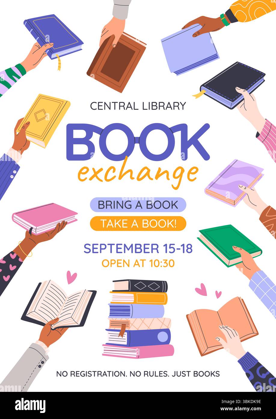 Book exchange vertical poster Stock Vector Image & Art - Alamy