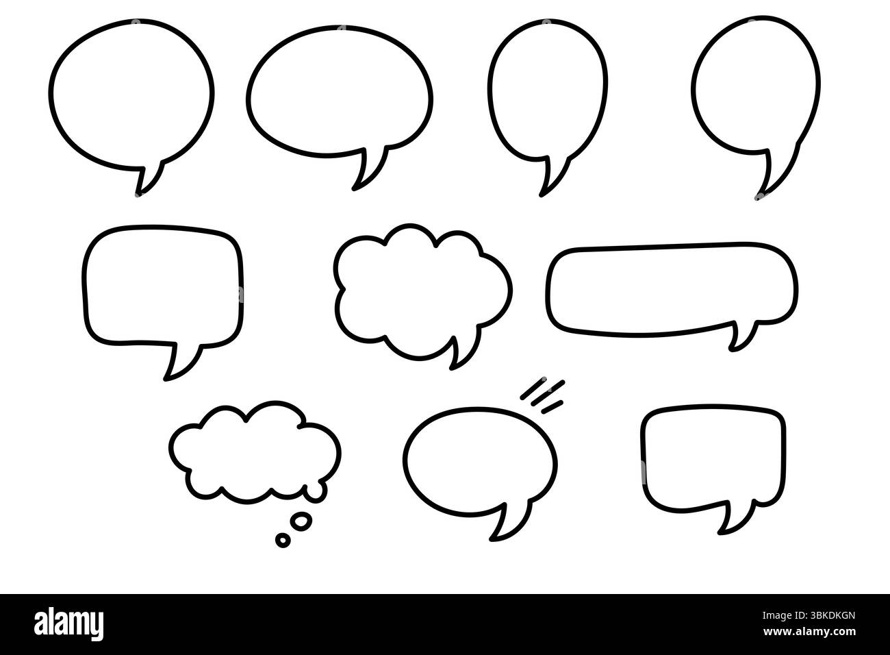 Collection of hand drawn speech and thought bubbles for text, shouting ...