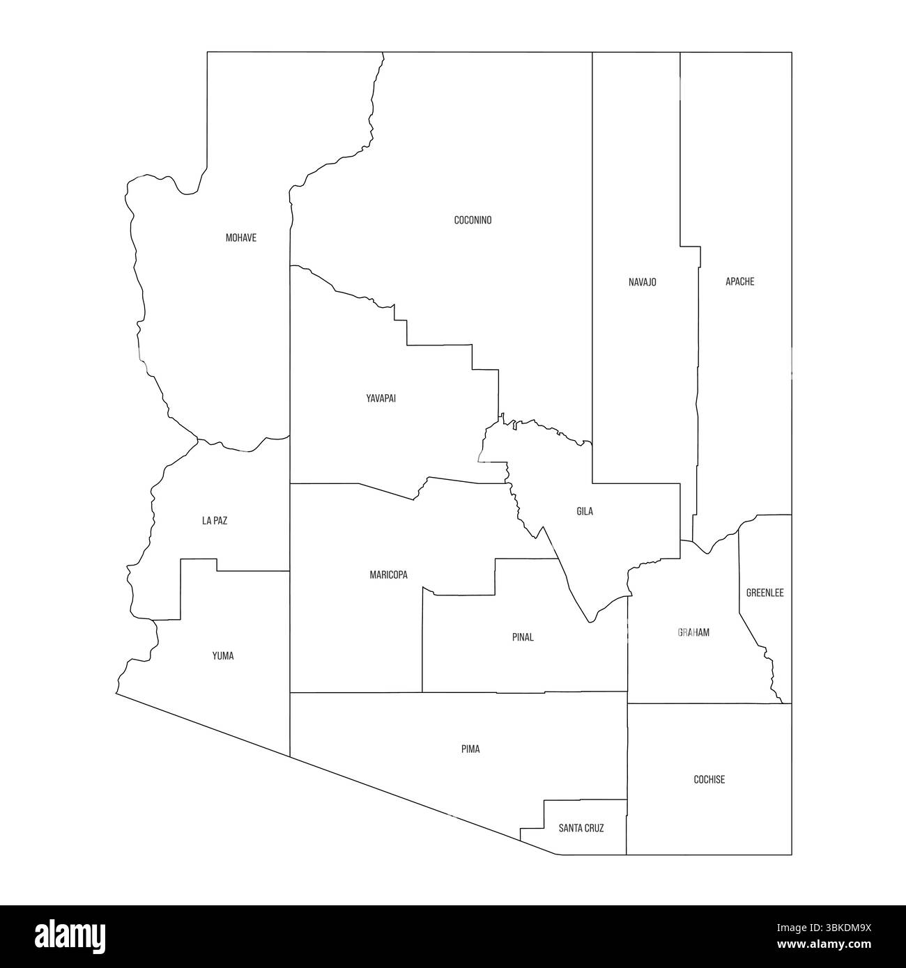 Arizona, AZ - detailed political map of US state. Administrative map ...