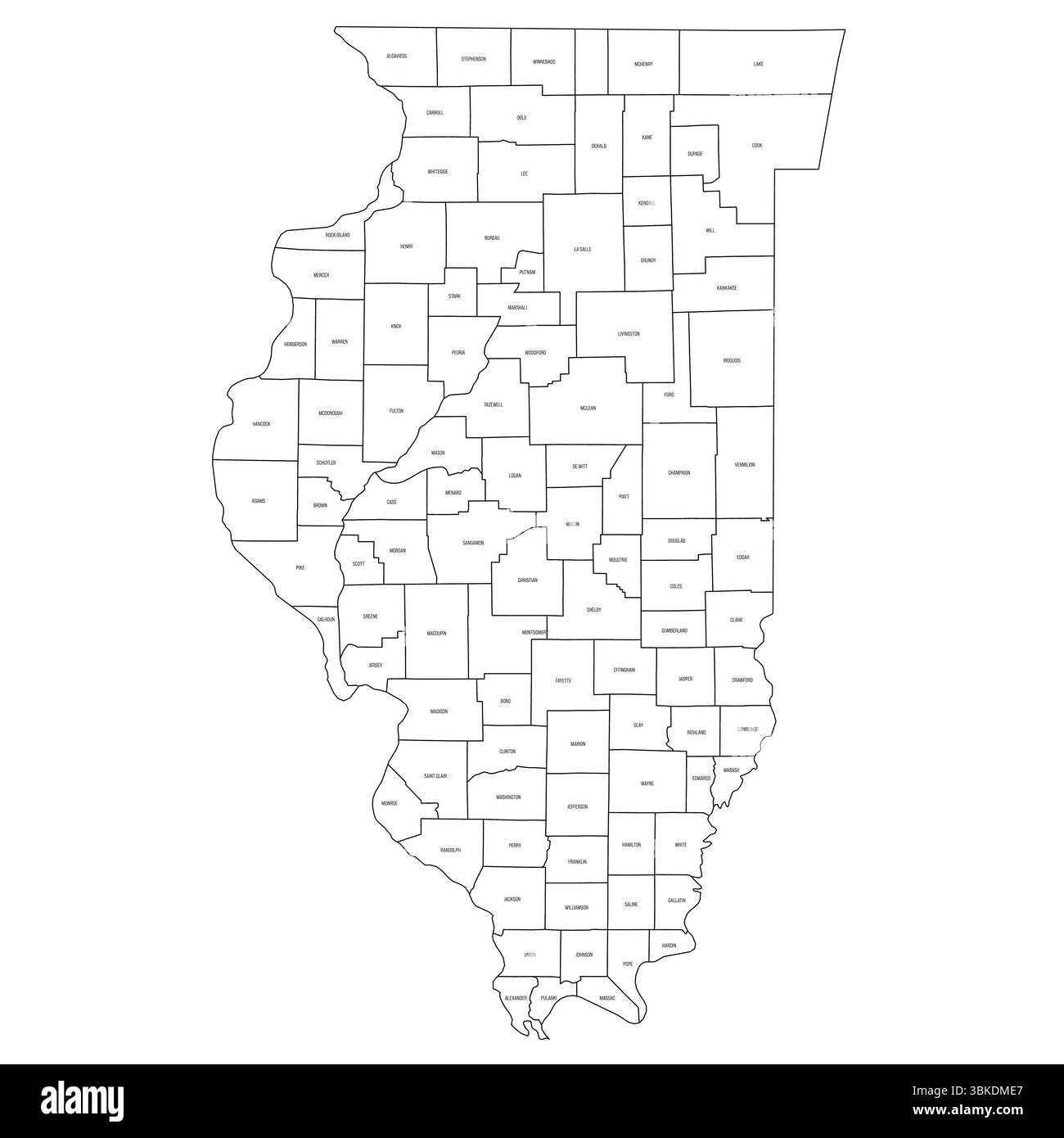 Illinois, IL - detailed political map of US state. Administrative map ...