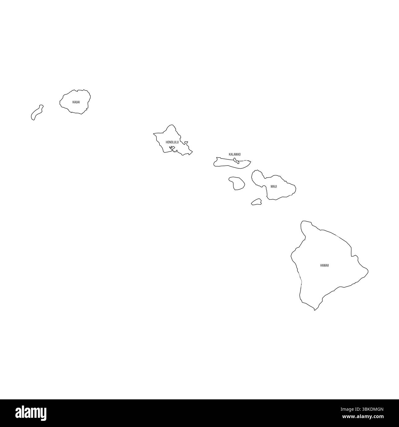 Hawaii, HI - detailed political map of US state. Administrative map ...