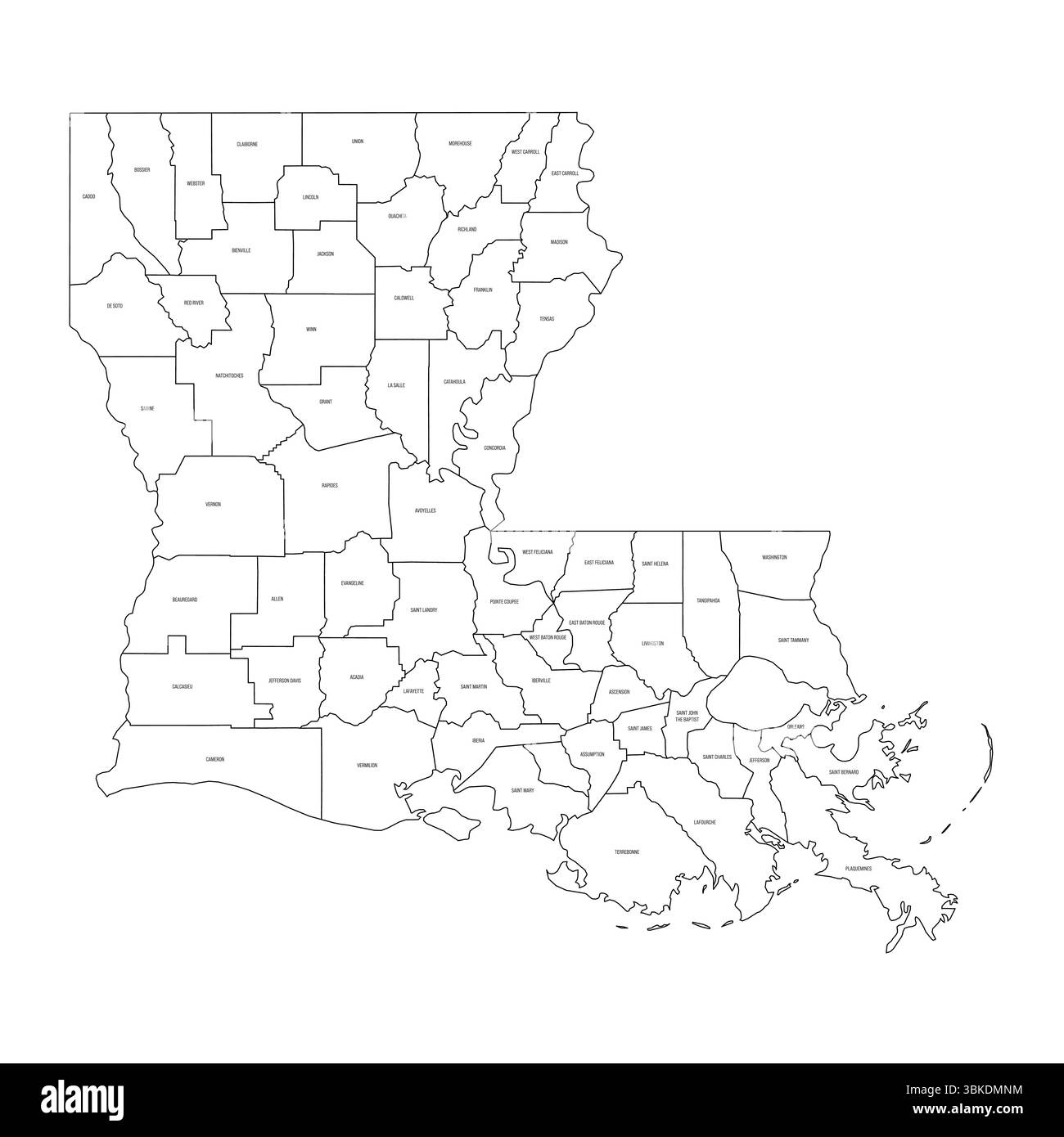 Louisiana, LA - detailed political map of US state. Administrative map ...