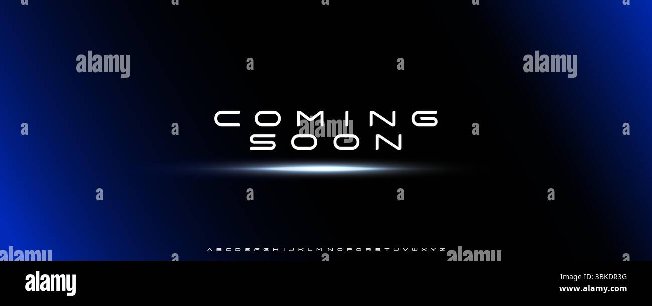 Futuristic Coming Soon Typography with Clean Sci-Fi Font and Blue Light ...