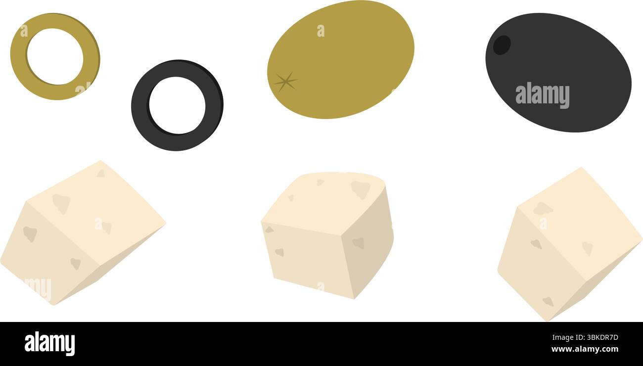 Olive rings and whole fruits and Cheese cubes various format Food ...