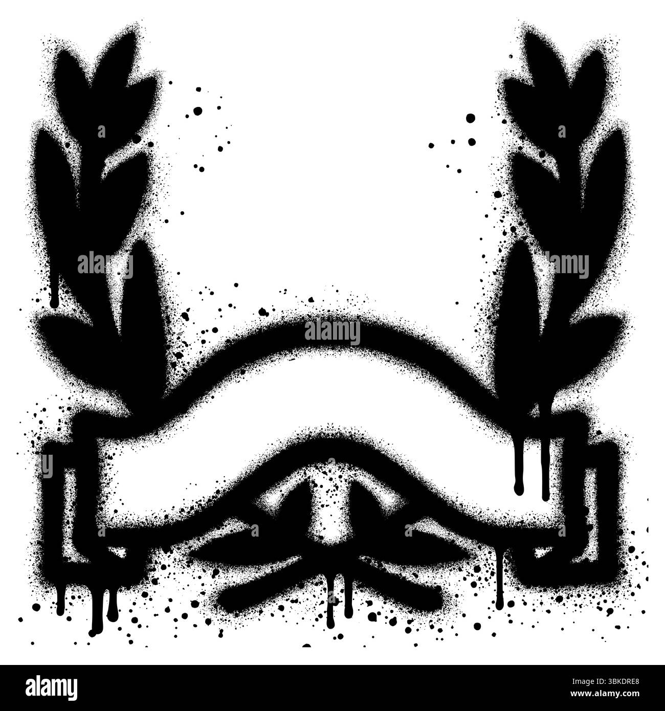 Vector black laurels in graffiti style. Circular foliate laurels ...