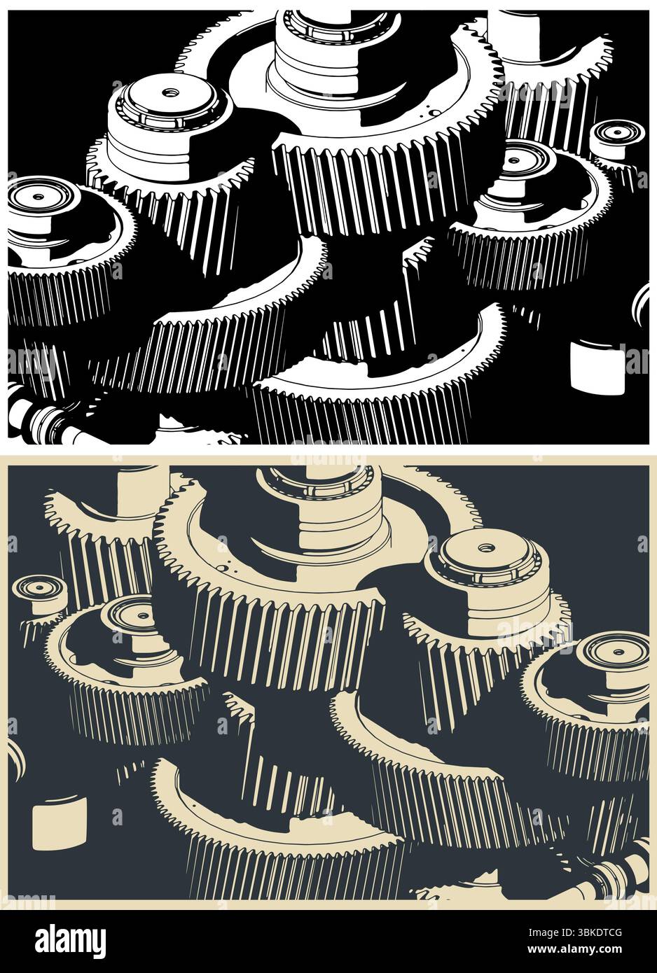 Gear mechanism close up stylized vector illustrations Stock Vector ...