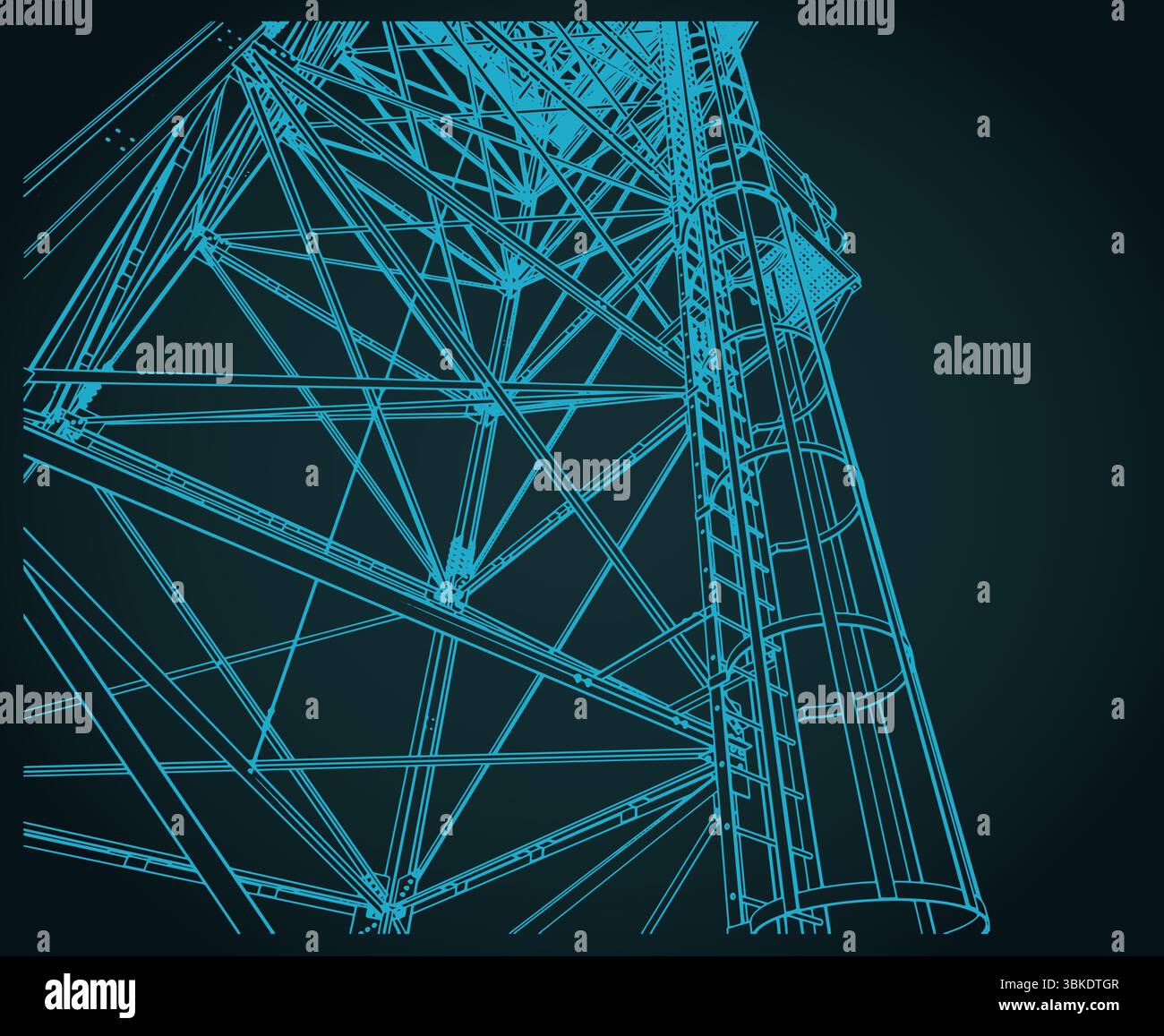 Self-supporting tower close up stylized vector illustration Stock ...