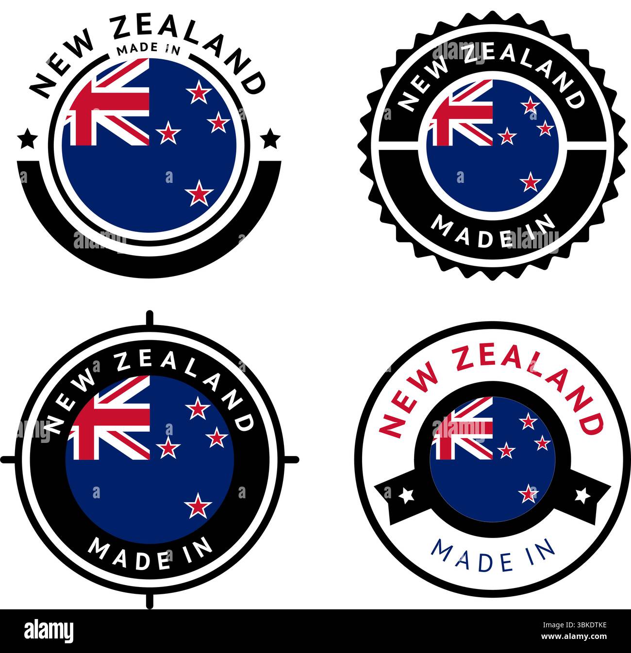 National flag of the New Zealand, set flat icons Stock Vector Image ...