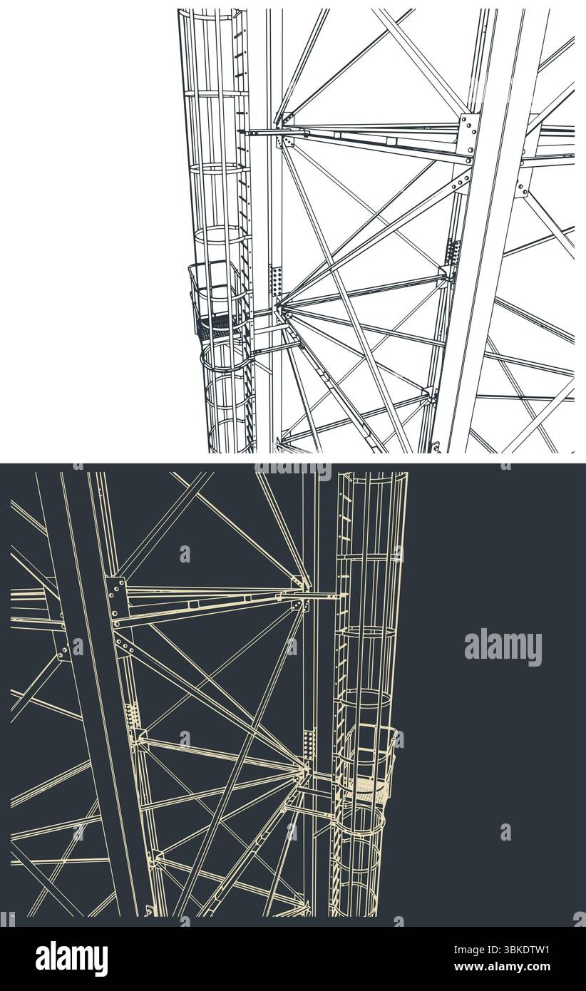 Self-supporting tower close up stylized vector illustrations Stock Vector Image & Art - Alamy
