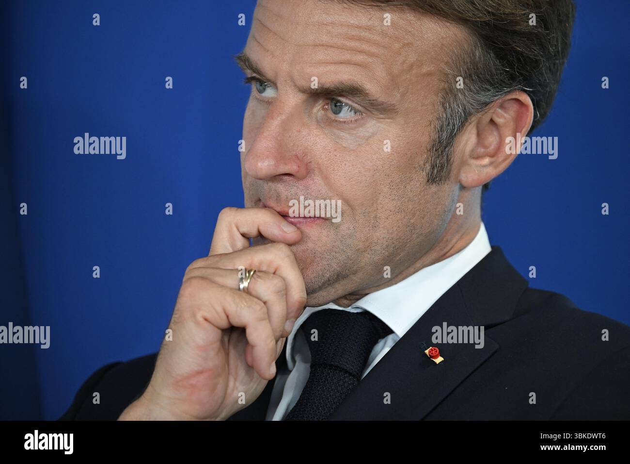 Le Bourget, France. 20th June, 2025. French President Emmanuel Macron ...