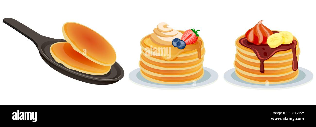 Cooking homemade meal breakfast concept. Vector flat cartoon ...