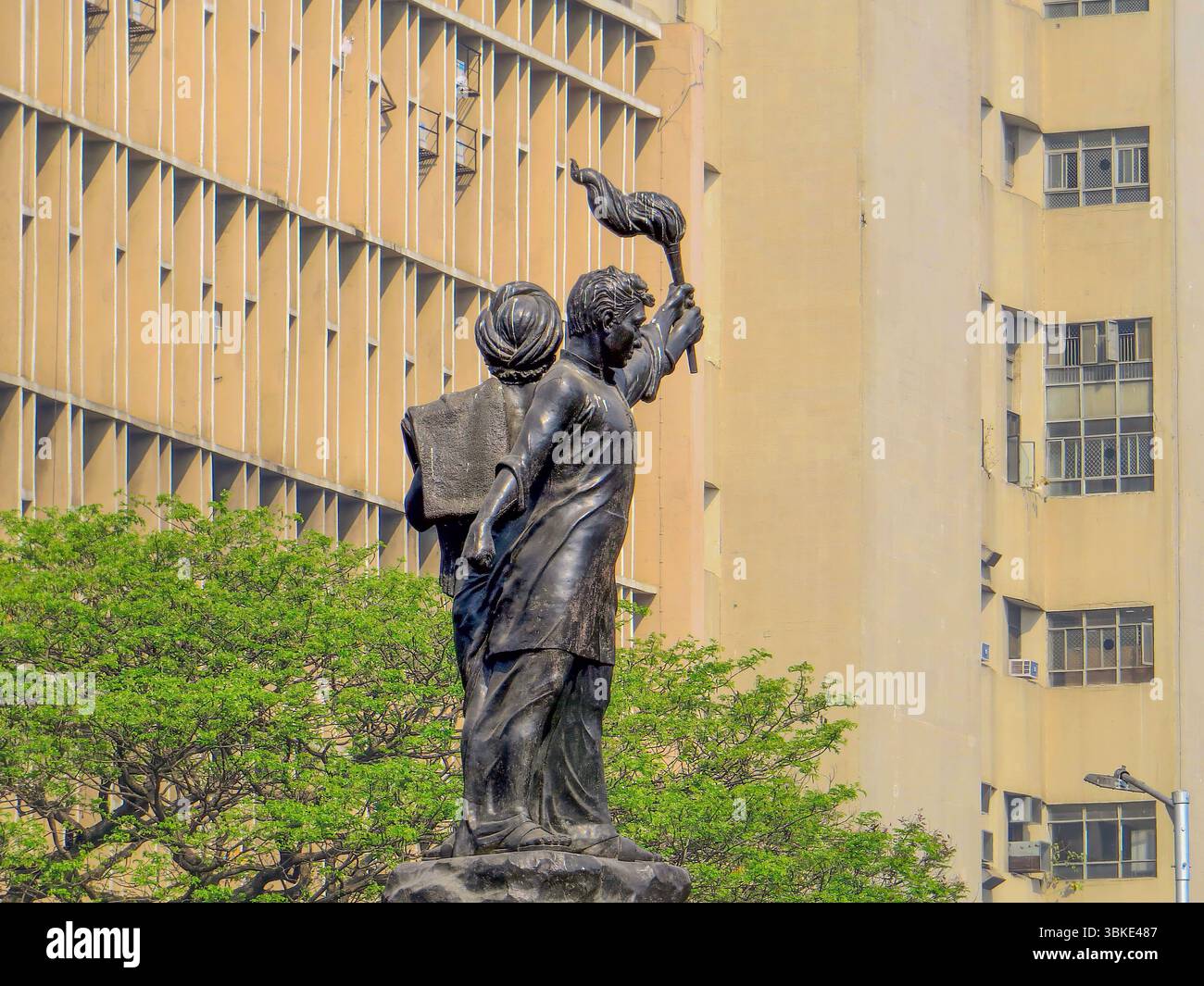 Mumbai India. A statue of a Martyr with a Flame in the Hutatma Chowk ...