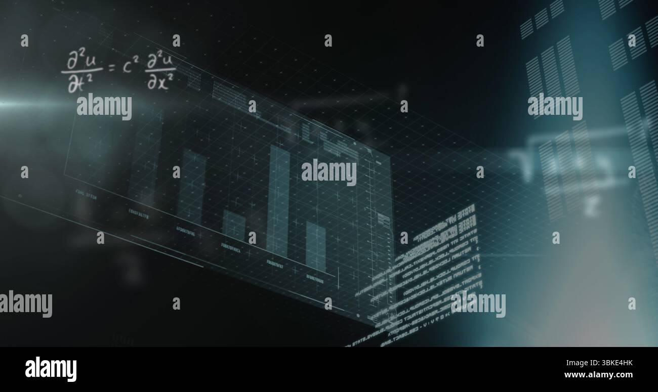 Displaying holographic panel floating in virtual interface, with bar ...