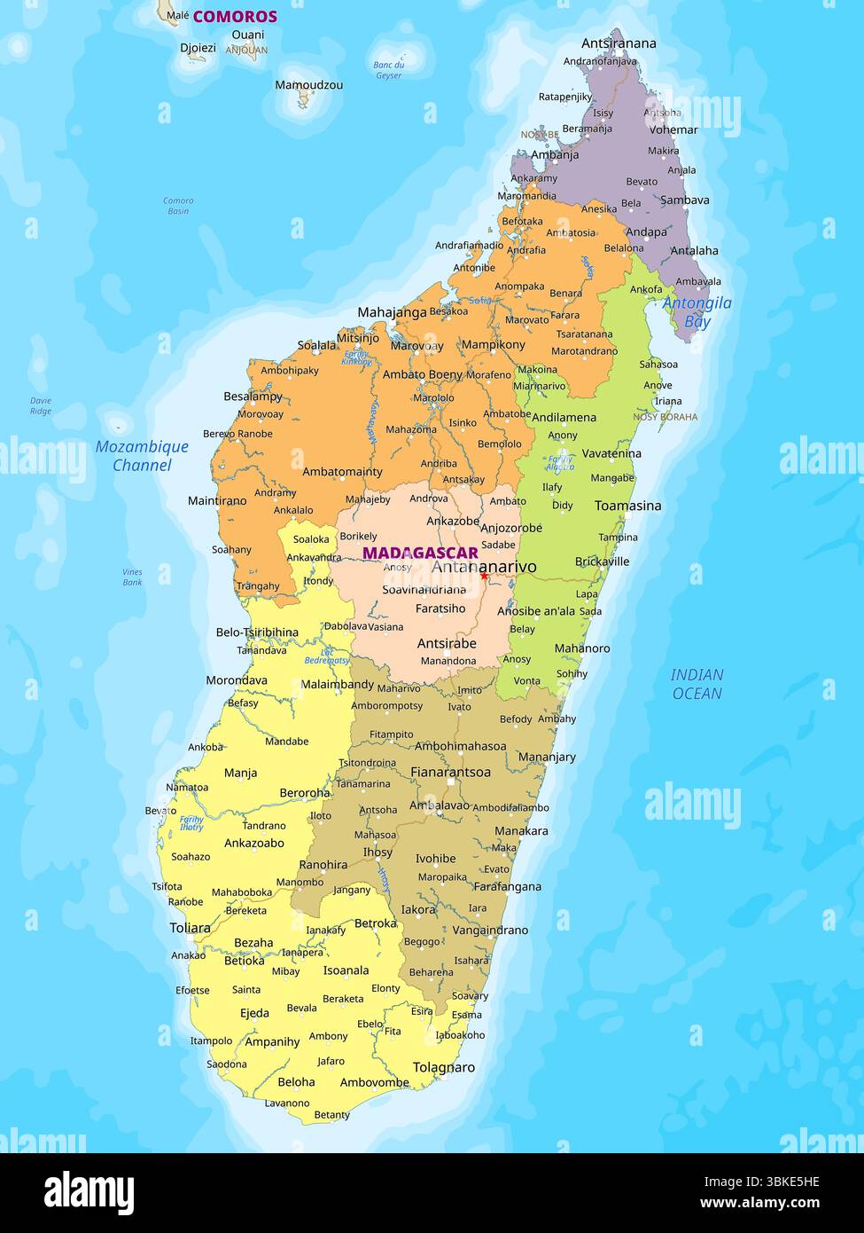 Detailed political map of Madagascar Stock Vector Image & Art - Alamy