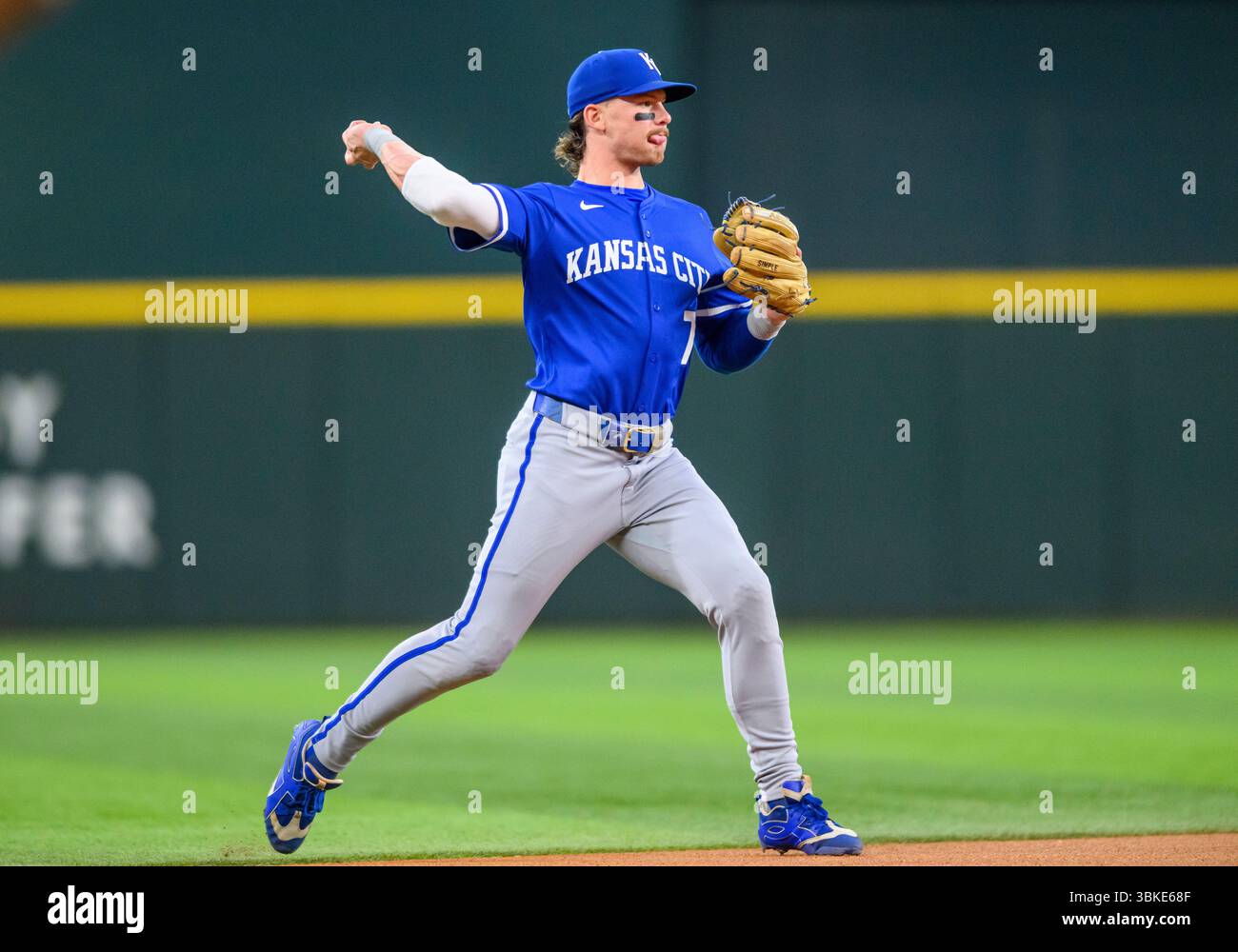 Kansas City Royals shortstop Bobby Witt Jr. makes a throw to first base ...