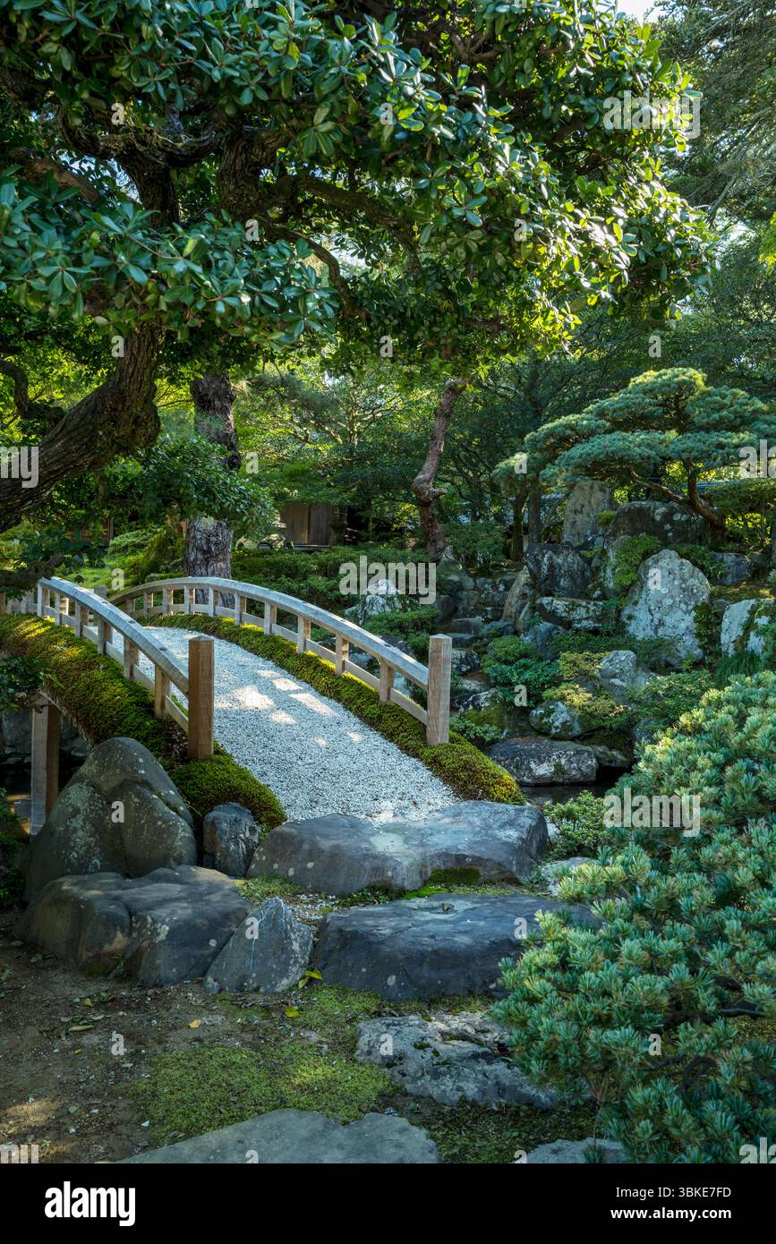 Traditional Japanese Garden Bridge In Kyoto Imperial Palace Japan Stock