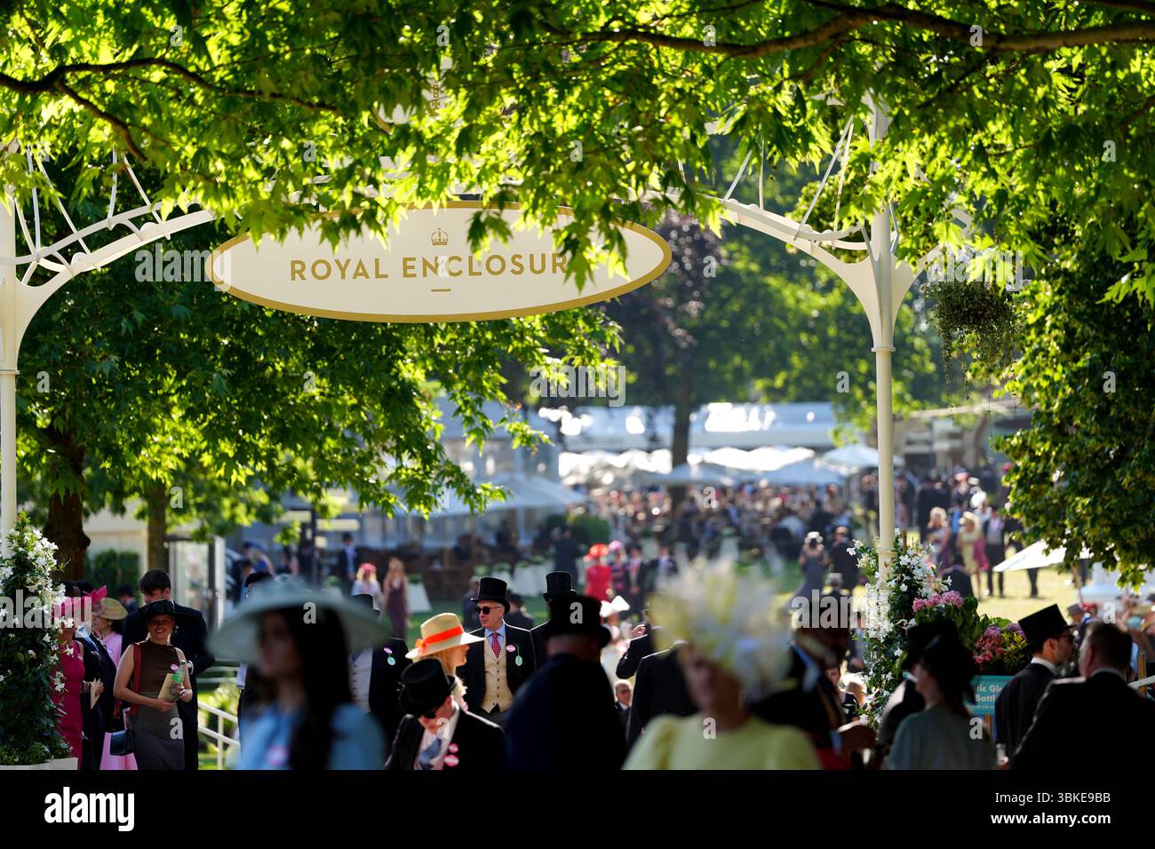 Racegoers by the Royal Enclosure on day four of Royal Ascot at Ascot ...