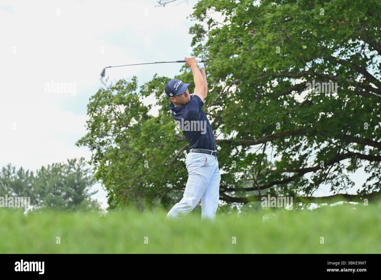 June 20, 2025: Justin Thomas hits his tee shot on the fifth hole during ...