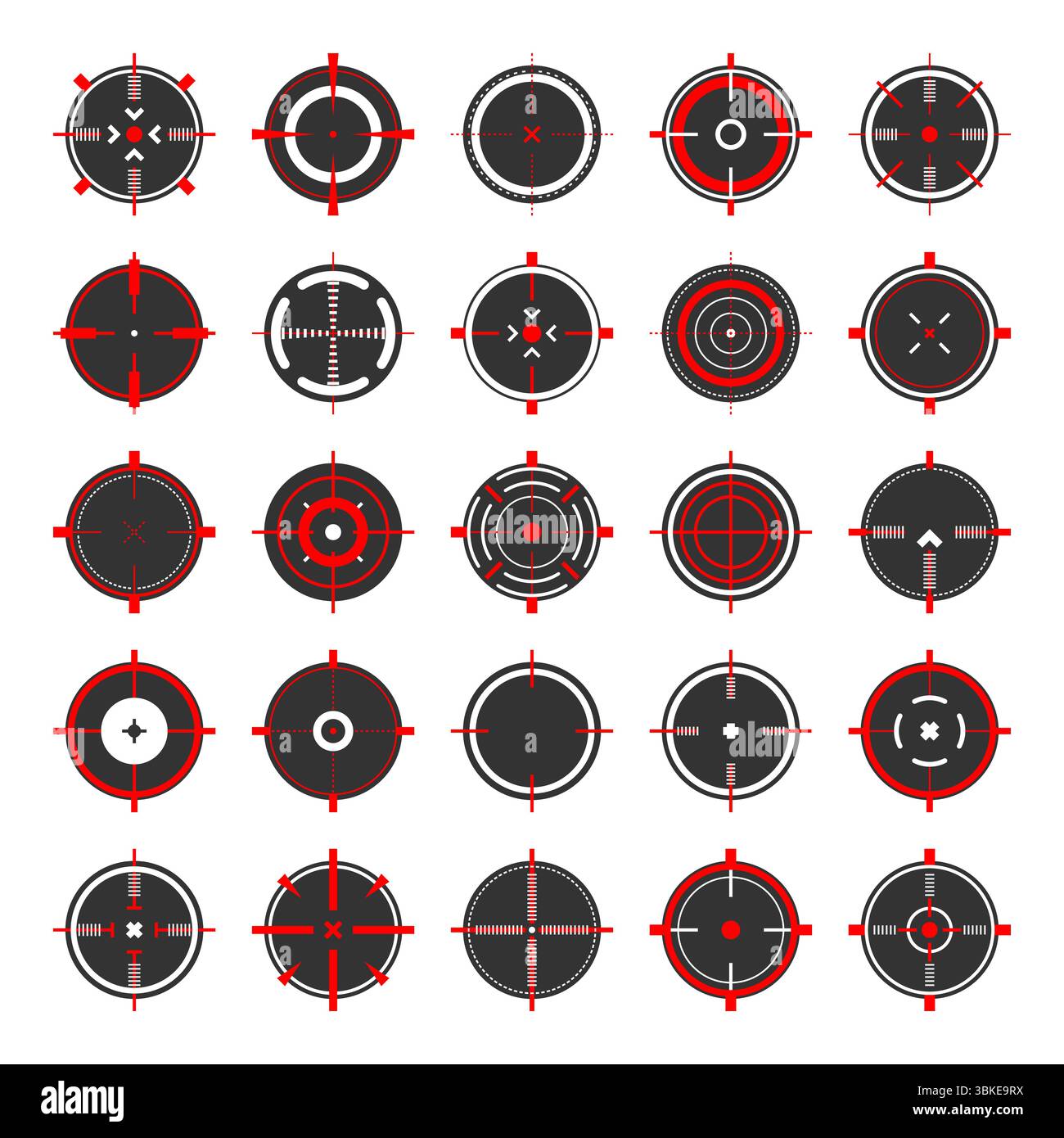 Round sniper rifle sights, weapon optical scope crosshair. Hunting gun ...