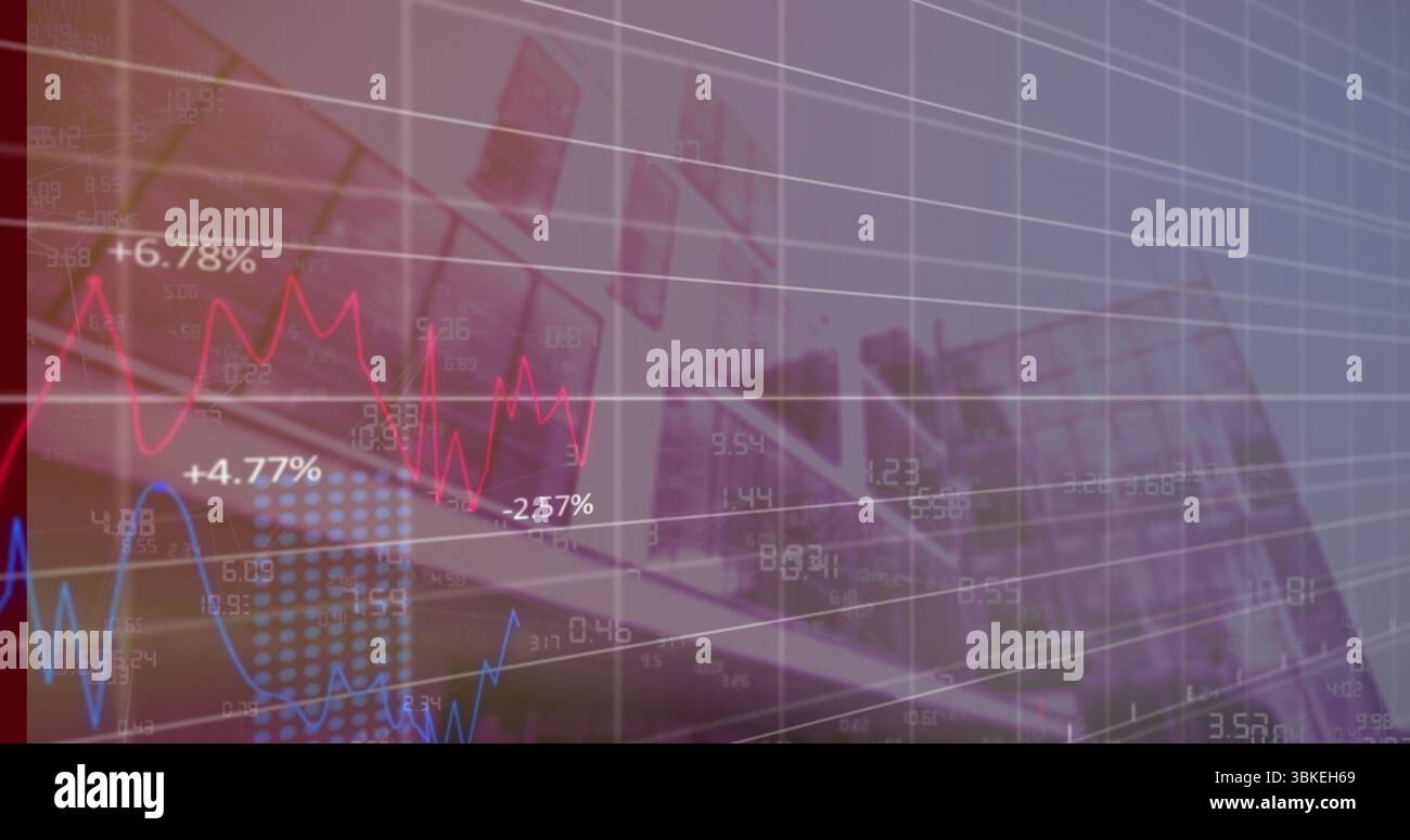 Displaying financial chart showing percentage shifts on trading ...