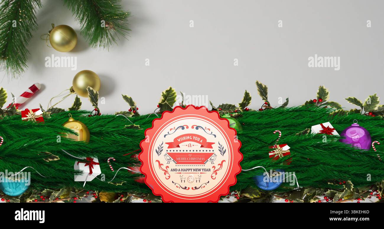 Displaying scalloped greeting badge centered on white backdrop, with ...