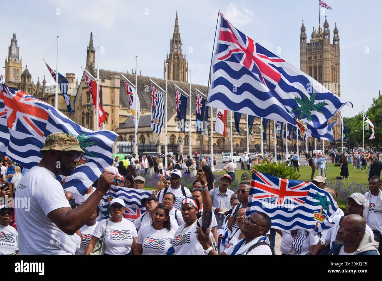 London, England, UK. 20th June, 2025. Members of the Chagossian community gather in Parliament ...