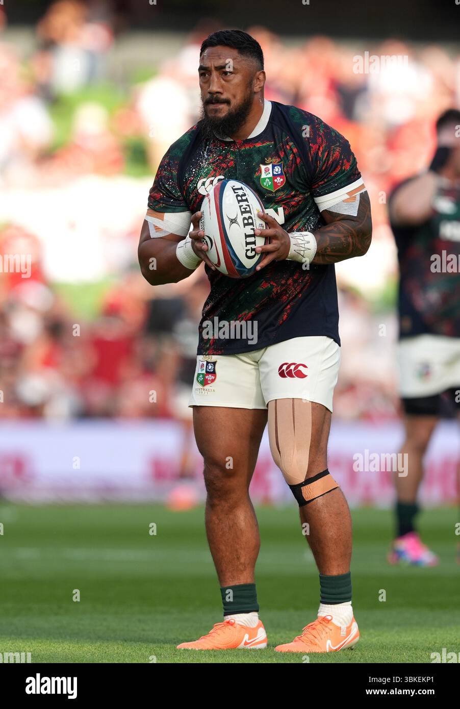 British and Irish Lions' Bundee Aki warming up ahead of the Lions 1888 ...