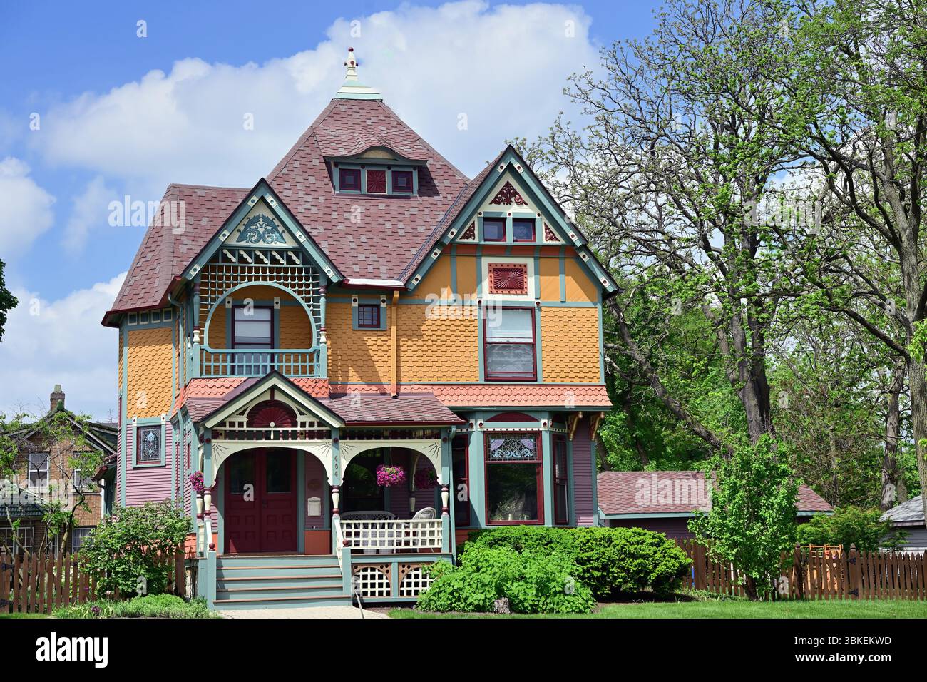 Wheaton, Illinois, USA. Large, opulent Victorian-styled single-family ...