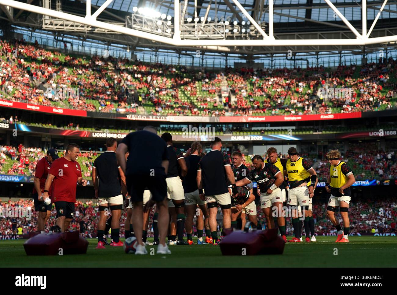 British and Irish Lions players warming up ahead of the Lions 1888 Cup ...