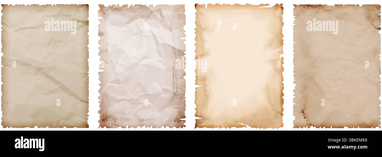 Old paper texture. Vintage parchment sheets with torn edges, aged ...