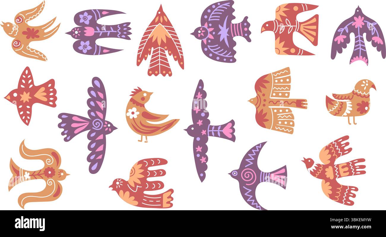 Scandinavian folk bird Stock Vector Images - Alamy