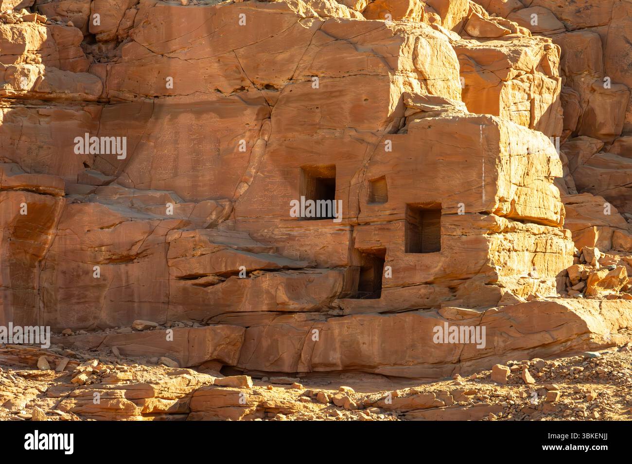 The amazing ancient ruins of tombs carved in the rock in Dadan ...