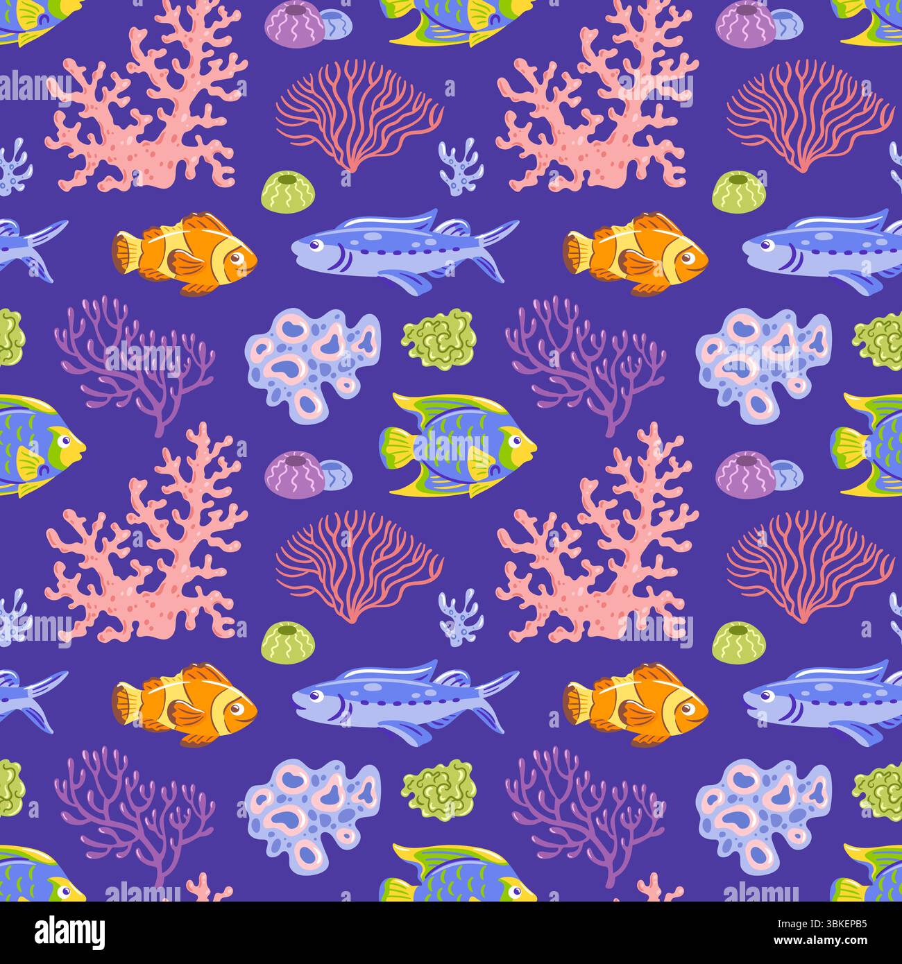 Design features blue fish Stock Vector Images - Alamy