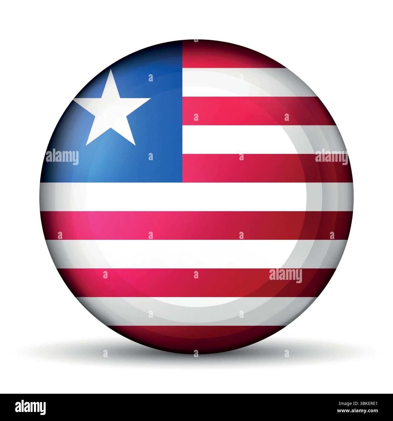 Glass light ball with flag of Liberia. Round sphere, template icon ...