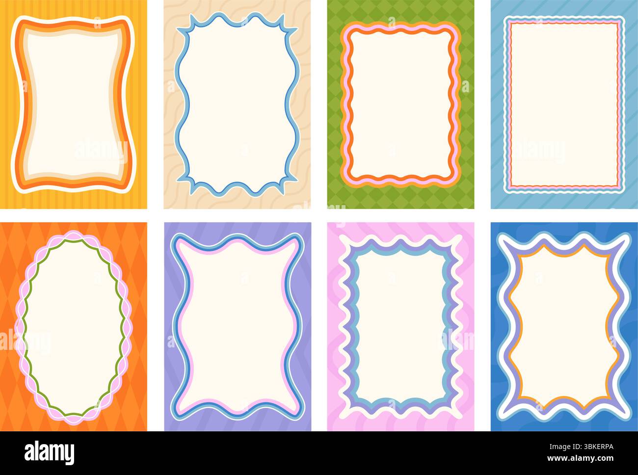 Wavy border patterned frames. Retro frame with curved wavy edges and ...