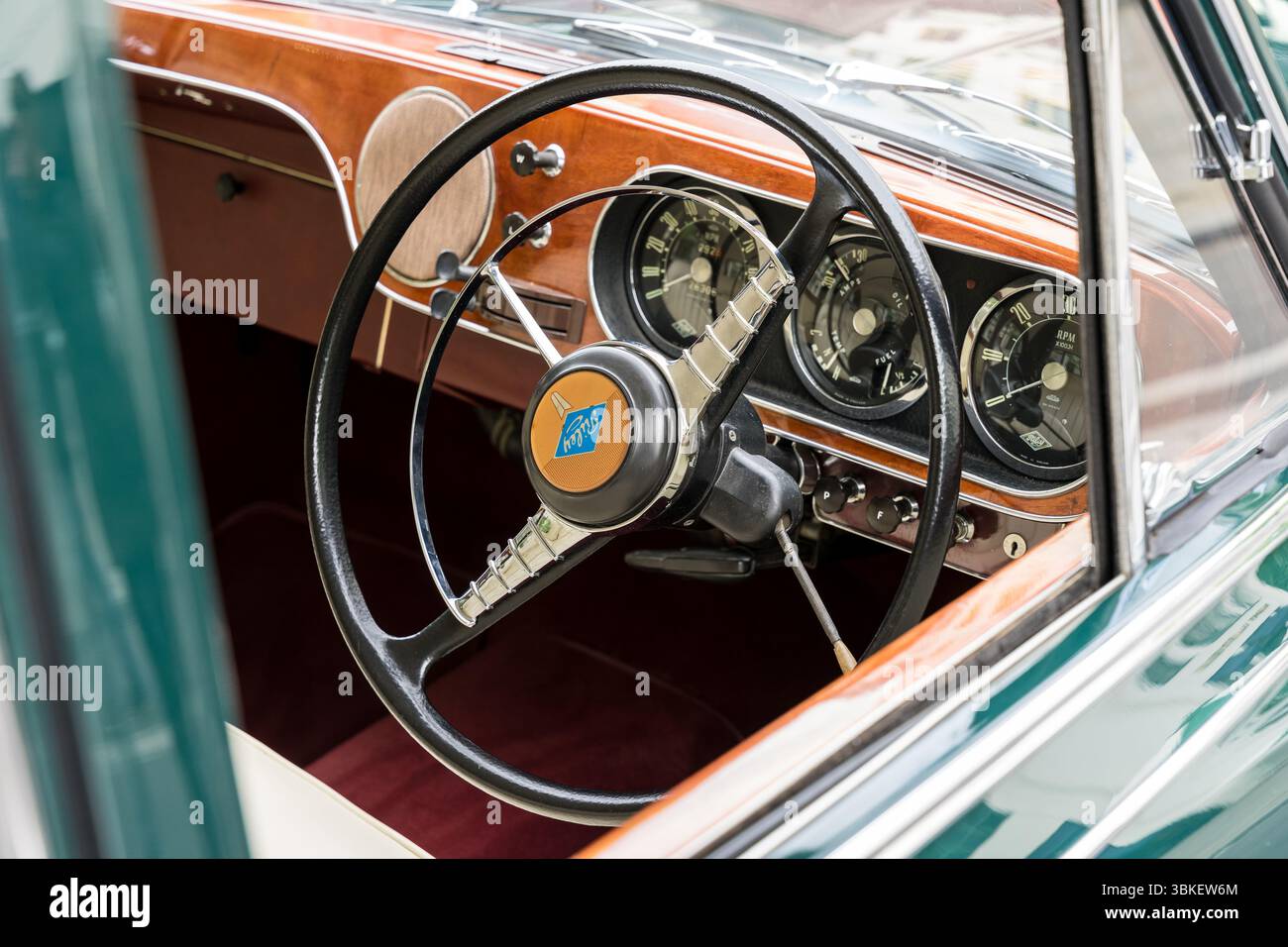 BERLIN – MAY 10, 2025: Interior of classic British car Riley Pathfinder ...
