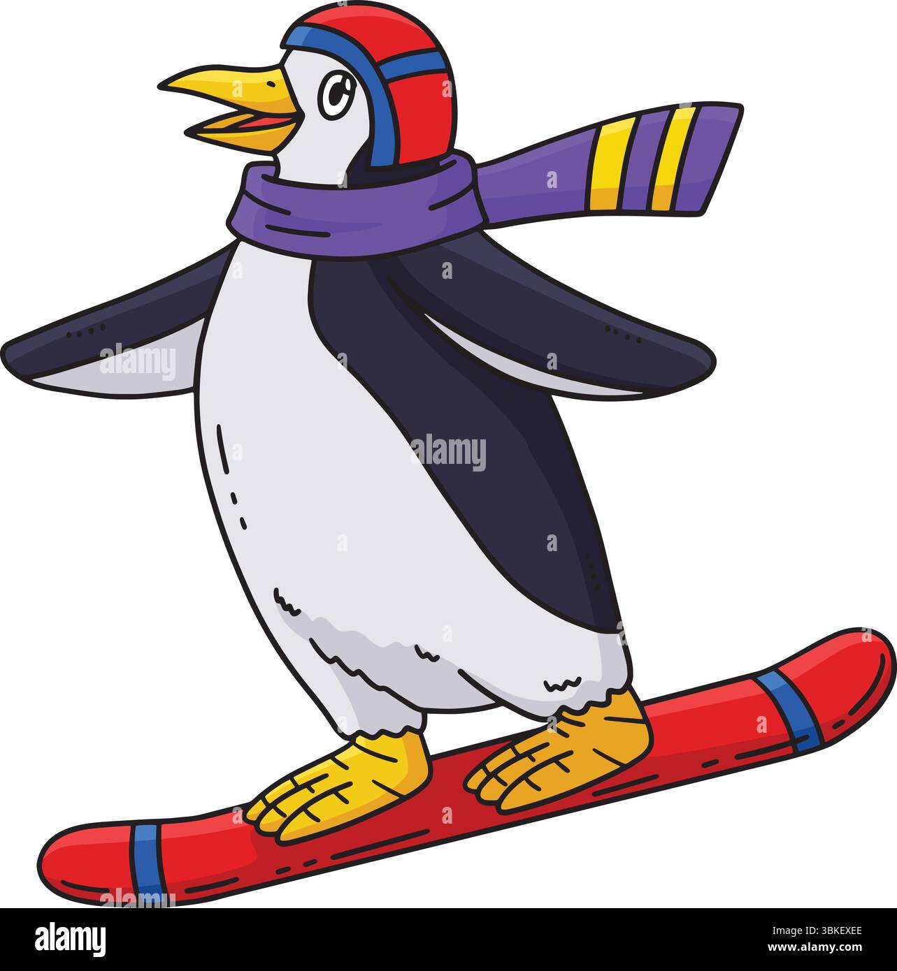 Snowboarding Penguin Cartoon Colored Clipart Stock Vector Image & Art ...