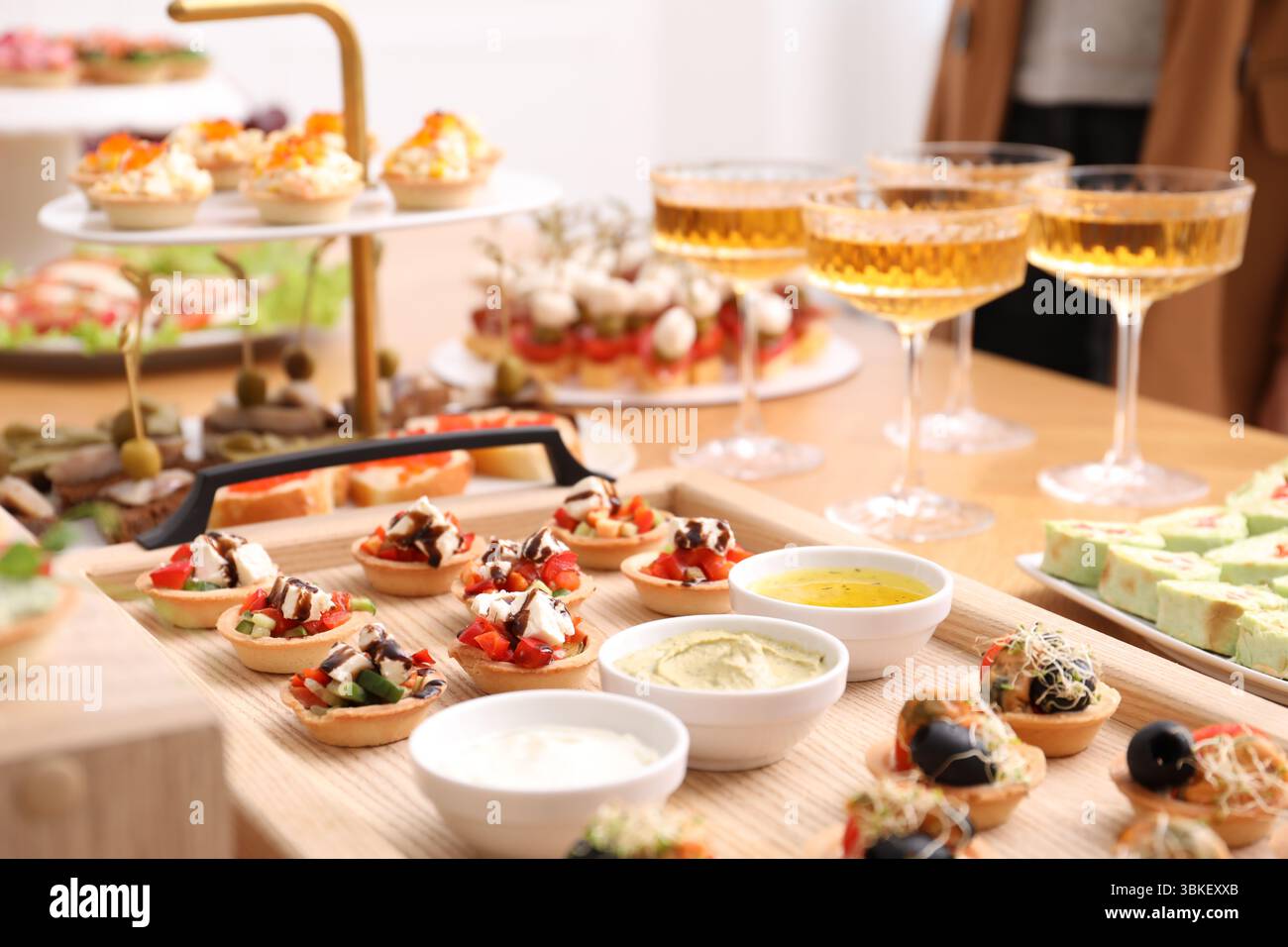 Buffet menu. Many different appetizers on table, closeup Stock Photo ...