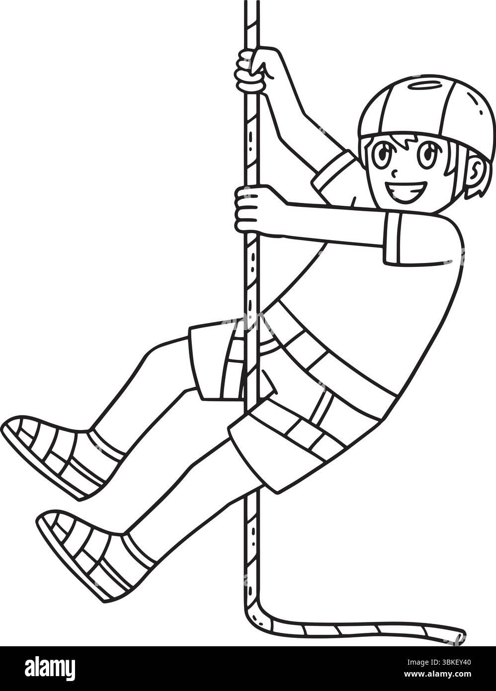 Bouldering Boy Rappelling Down the Wall Isolated Stock Vector Image ...