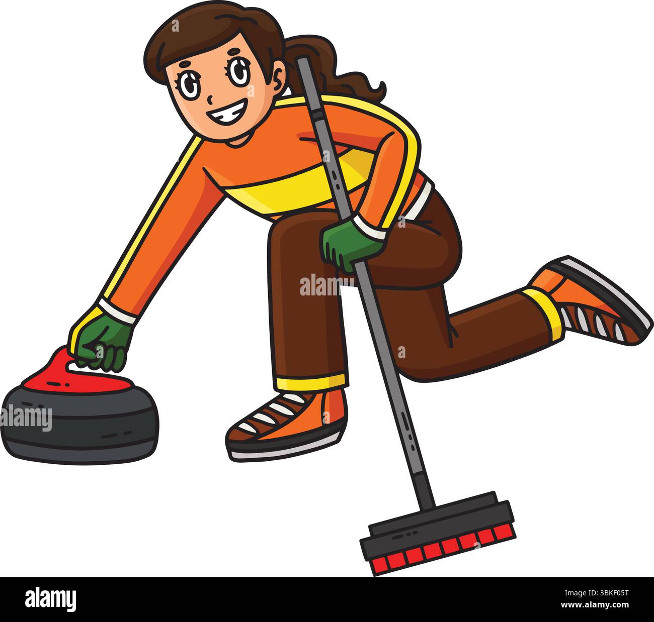 Curling Female Skip Delivering Stone Clipart Stock Vector Image & Art ...