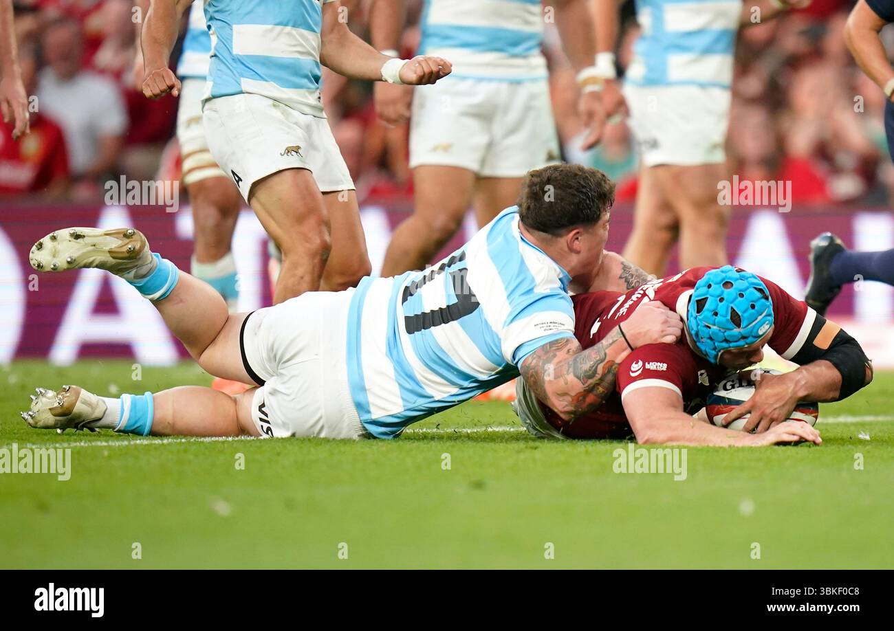 British and Irish Lions' Tadhg Beirne scores his side's third try of ...
