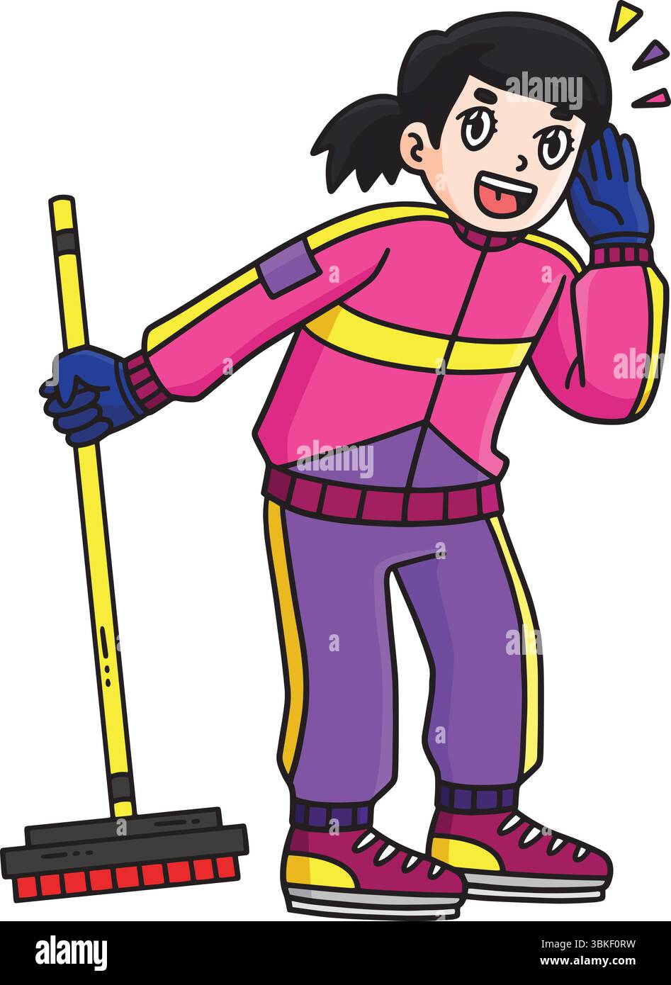 Curling Female Skip Shouting Cartoon Clipart Stock Vector Image & Art ...